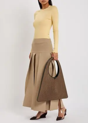 Alaïa Ribbed-knit Silk-blend Top With Scalloped Hem - Yellow Light