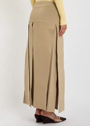 Alaïa Pleated Stretch Fine-knit Midi Skirt