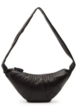 LEMAIRE Croissant Medium Grained Leather Shoulder Bag - Dark Brown