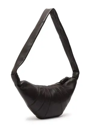 LEMAIRE Croissant Medium Grained Leather Shoulder Bag - Dark Brown