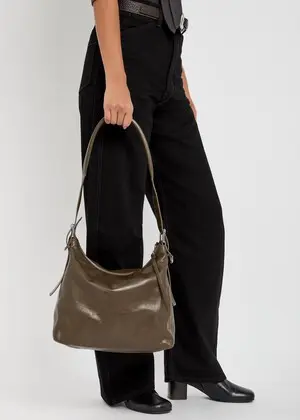 LEMAIRE Belted Small Leather Hobo Bag