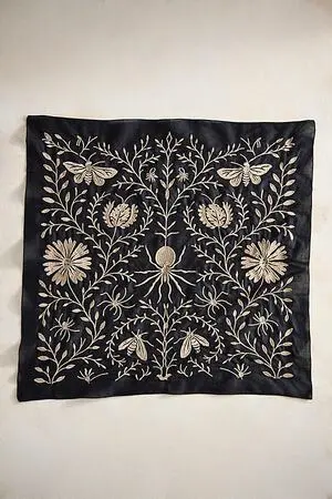 ELIZABETH GILLETT Terra Embroidered Moth + Spider Cotton Bandana