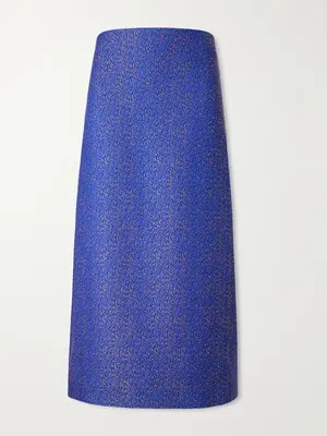 JIL SANDER Draped Jacquard Midi Skirt - Blue