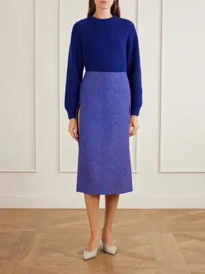 JIL SANDER Draped Jacquard Midi Skirt