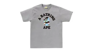 A BATHING APE New Camo College Tee Shirt - Grey