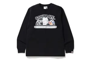 A BATHING APE Classic Gamma Ape Long Sleeve Tee Shirt - Black