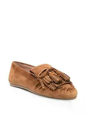 STUART WEITZMAN Embellished Tassel Loafers - Brown