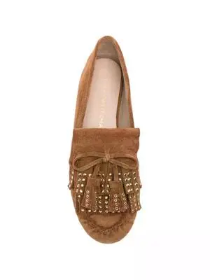 STUART WEITZMAN Embellished Tassel Loafers - Brown