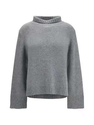 ALLUDE High-neck Ribbed-cuff Sweater - Grey