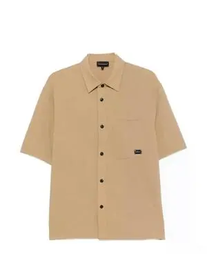 Emporio Armani Logo-plaque Short-sleeve Shirt - Neutrals