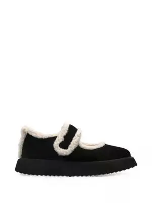 Inuikii Shearling-trim Leather Ballet Flats - Black