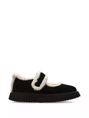 Inuikii Shearling Trim Leather Ballet Flats