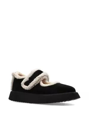 Inuikii Shearling Trim Leather Ballet Flats