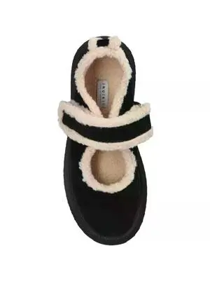 Inuikii Shearling Trim Leather Ballet Flats