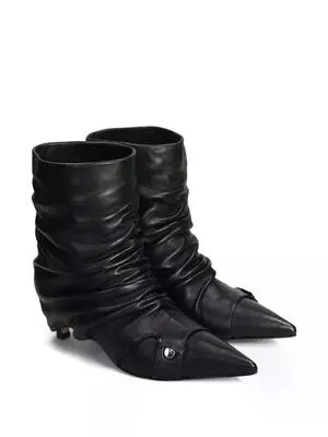 THE SELLER Ruched Pointed-toe Kitten Heel Ankle Boots