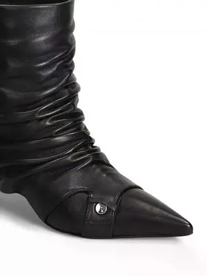THE SELLER Ruched Pointed-toe Kitten Heel Ankle Boots