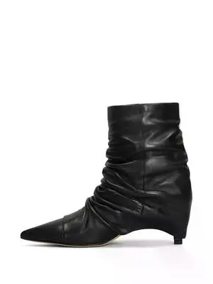 THE SELLER Ruched Pointed-toe Kitten Heel Ankle Boots