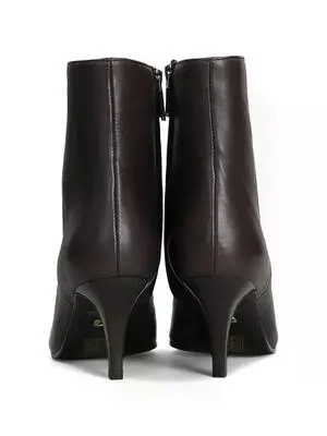 Lola Cruz Pointed Toe Zip Up Ankle Boots - Brown