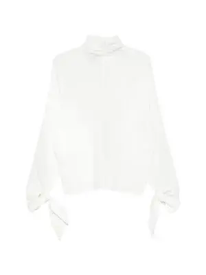 Emporio Armani Bow-cuff High-neck Blouse