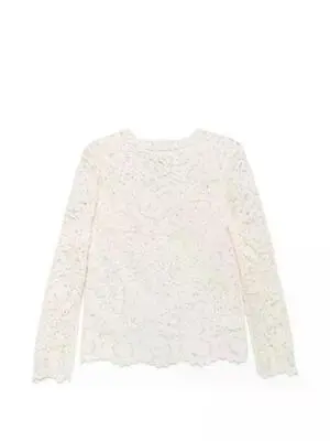 SEMICOUTURE Lace-knit V-neck Knit
