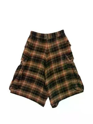 R13 Check-pattern Cargo Shorts - Brown