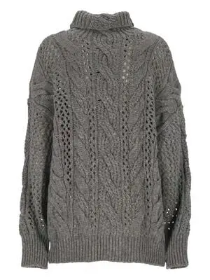 Sportmax Cable Knit Roll-neck Sweater - Grey