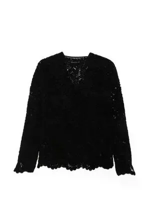 SEMICOUTURE Lace V-neck Knit