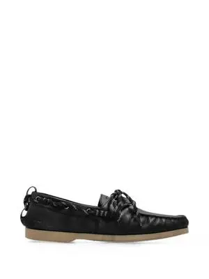 GOLDEN GOOSE Lace-up Leather Boat Shoes - Black