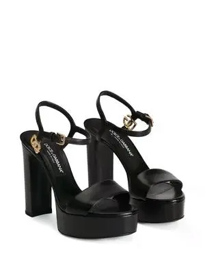 Dolce & Gabbana Calfskin Platform Sandals - Black