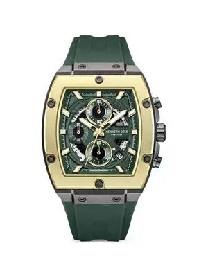 KENNETH COLE 44mm Chronograph Tonneau Case Watch - Green