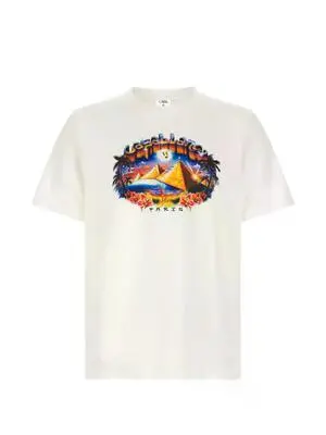 Casablanca Graphic-print Cotton T-shirt - Neutrals
