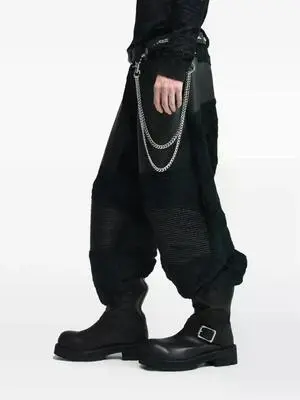 FILTH Distressed Panelled Trousers - Black