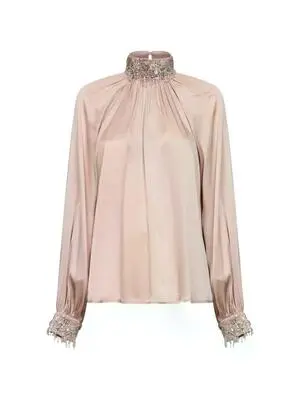 ALINA Bead-embellished Blouse - Neutrals