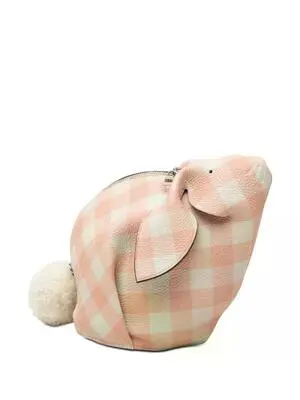 Loewe 2018 Mini Calfskin Shearling Gingham Bunny Crossbody Bag