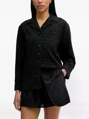 ISABELLE BLANCHE Broderie-anglaise Long-sleeve Shirt - Black