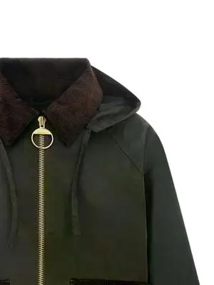 Barbour Carville Jacket With Drawstring Hood And Corduroy Trims - Green