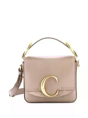 Chloé C Double Carry Bag Leather Mini Shoulder Bag - Neutrals