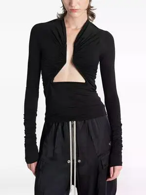 Rick Owens Ruched Cutout Top - Black