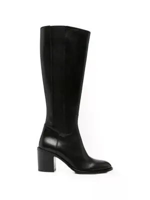 SERGIO MORETTI FIRENZE Knee High Leather Boots With Block Heel - Black
