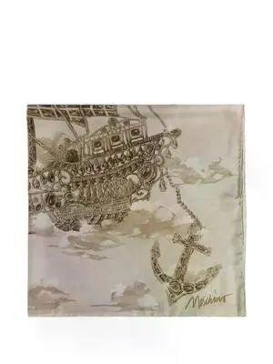 Moschino Logo-print Silk Scarf - Neutrals