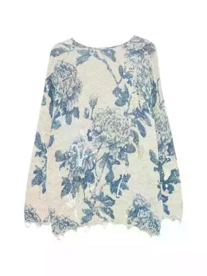 R13 Floral-print Distressed Cardigan