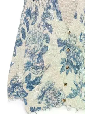 R13 Floral-print Distressed Cardigan