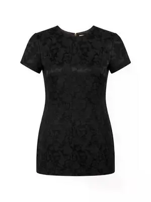 Saint Laurent Floral-jacquard Silk Dress - Black