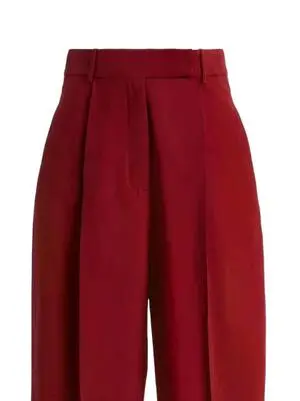RÓHE Daria Pleated Wool Trousers - Red