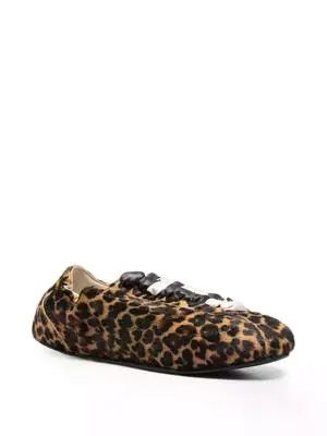 Repetto Leopard-print Lace-up Ballet Flats - Brown
