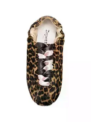 Repetto Leopard-print Lace-up Ballet Flats - Brown