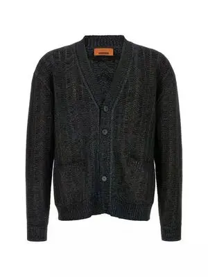 Missoni Wool And Viscose-blend Cardigan With Greek Key Motif - Blue