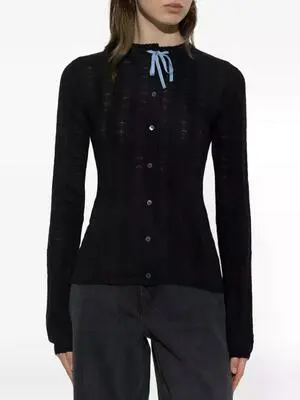 Marni Bow-detail Pointelle-knit Cardigan