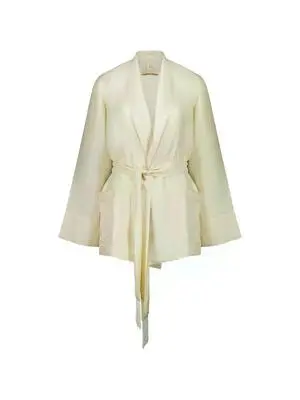 PAULA Fringed Wrap Blouse - Neutrals