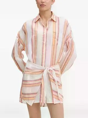 Melissa Odabash Sara Striped Tie-waist Mini Dress - White